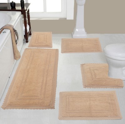 Set Of 2 Opulent Collection Linen Cotton Reversible Tufted Bath Rug Set ...