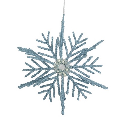 Northlight 10" Blue Glittered Snowflake Christmas Ornament : Target