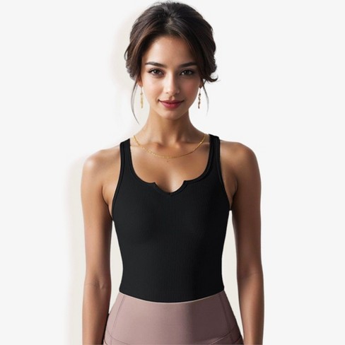 Anna-kaci Women's High Impact Solid Color Ribbed Crop Tank Top- Small ...
