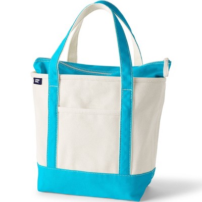 Lands' End Medium Solid Color 5 Pocket Zip Top Canvas Tote Bag ...