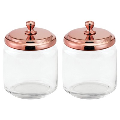 Mdesign Glass Vanity Storage Organizer Canister Jar, 2 Pack : Target