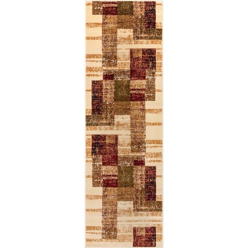 Well Woven Zumina Abstract Squares Geometric Ivory Red Area Rug : Target