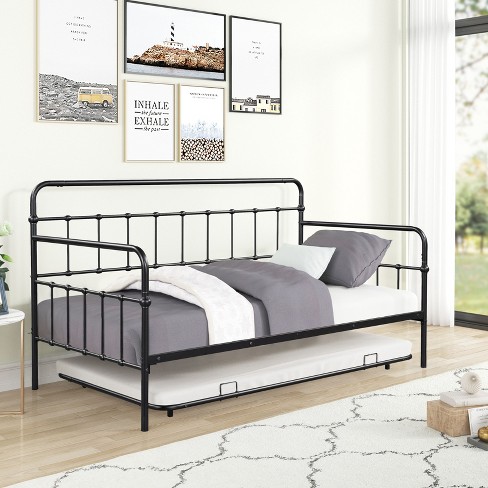 Nicbex Twin Size Daybed Metal Frame Morden Daybed With Trundle Sleeper ...
