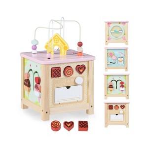 Costway Wooden Activity Cube, Montessori Sensory Toys for 18+ Months ...