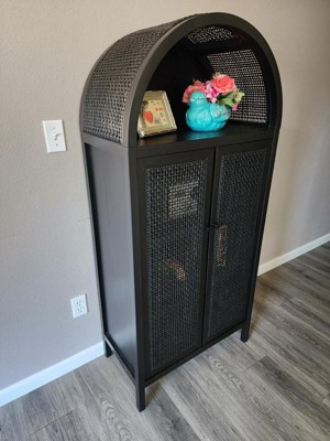 Woven Arched Wood Cabinet Black - Threshold™ : Target