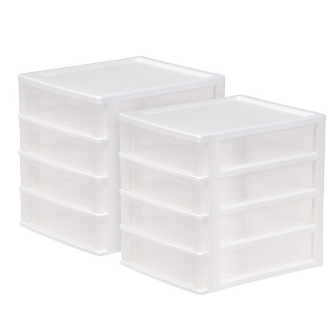 Iris Usa 2pack 4 Drawers Plastic Clear View Desktop Storage Organizer ...