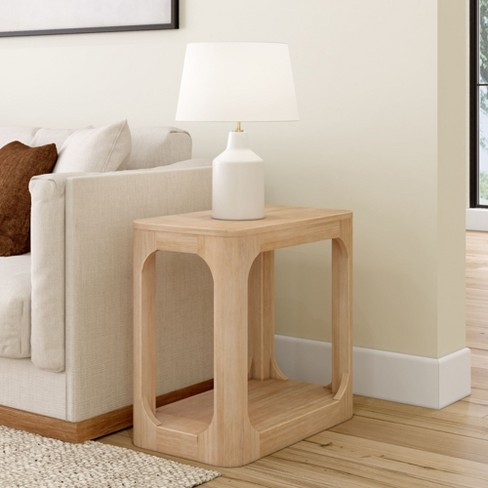 Plank+beam Rectangular Side Table With Shelf, Slim Side Table For ...