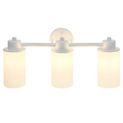 3 Light Metal And Opaque White Glass Shade Vanity Wall Light Fixture ...