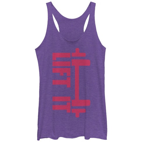Women's Chin Up Lift It Racerback Tank Top - Purple Heather - Large ...