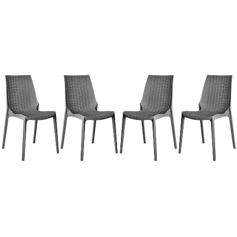 Leisuremod Kent Modern Outdoor Plastic Dining Chair Stackable Design ...