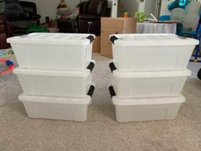 12.75qt Plastic Storage Bins With Lids And Secure Latching Buckles - 6 ...