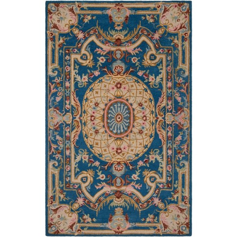 Savonnerie Sav120 Hand Tufted Area Rug - Blue/ivory - 8'9"x11'9 ...