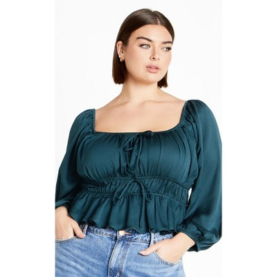City Chic | Women's Plus Size Yasmine Top - Peacock - 12 Plus : Target