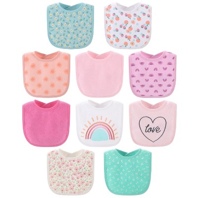 The Peanutshell Terry Baby Bib Set For Girls, 10-pack, Feeding ...