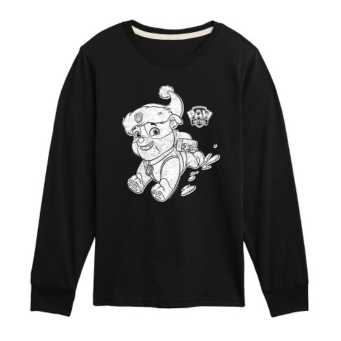 Paw Patrol Rubble Santa Hat Long Sleeve Graphic T-shirt - Black - 5t ...