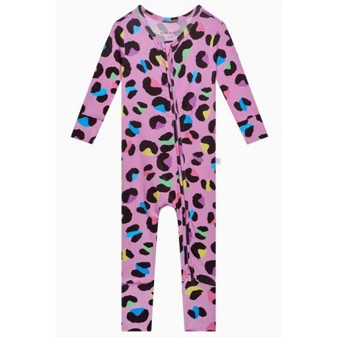 Girl Kids Electric Leopard Fitted Convertible Footie Pajamas - Posh ...