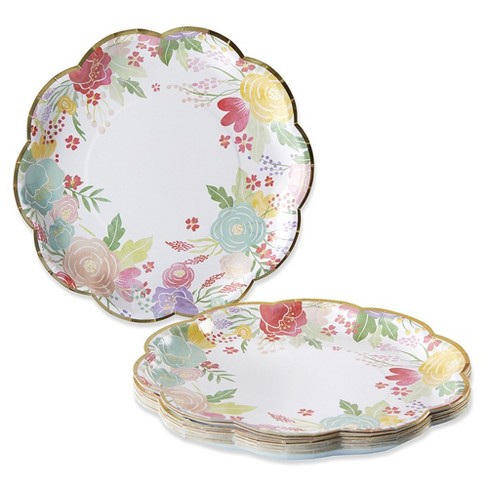 Kate Aspen Garden Blooms 9 In. Premium Paper Plates (set Of 32 ...