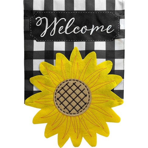Sculpted Sunflower Summer Burlap House Flag Welcome 28" X 40" Briarwood ...