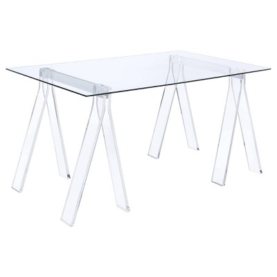 Amaturo Glass Top Acrylic Sawhorse Writing Desk Clear Coaster Target