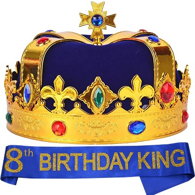 Blue Panda 4-pack King And Queen Crowns Set For Kids - Gold Crowns And ...