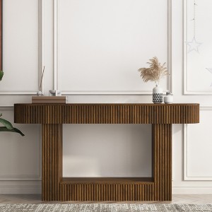62.9-inch Farmhouse Console Sofa Table with Wood-Grain Finish and ...