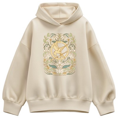 Women's - Hunger Games - Floral Mockingjay Pin Oversized Fleece Hoodie ...