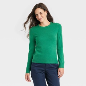 Women's Crewneck Cashfeel Pullover Sweater - A New Day™ Green Xs : Target