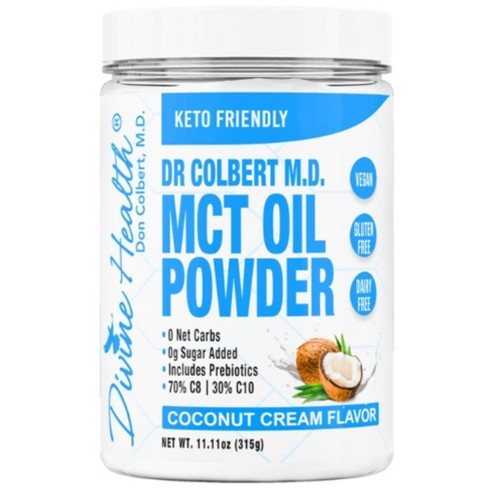 Divine Health Mct Oil Drink Mix Powder - Sugar Free Coconut Flavor - 11 ...