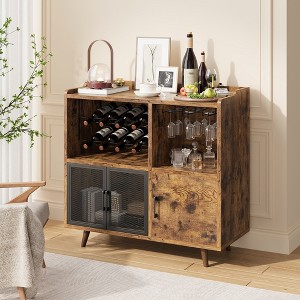 Whizmax Buffet Storage Cabinet Vintage Coffee Bar Cabinet With Mesh Doors Accent Console Cabinet For Kitchen Living Dining Room Brown Target