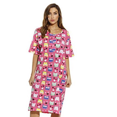 Just Love Womens Nightgown - Short Sleeve Henley Oversized Sleepwear ...