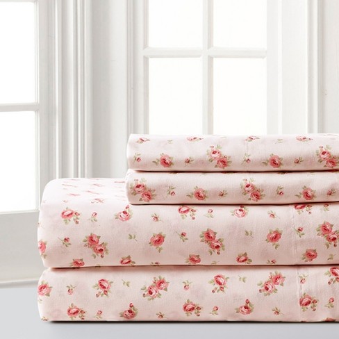 Modern Threads Sweet Rose Printed 4 Piece Sheet Set, Blush Queen : Target