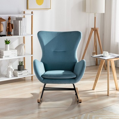 Nicbex Rocking Chair With High Backrest And Armrests Accent Chair ...