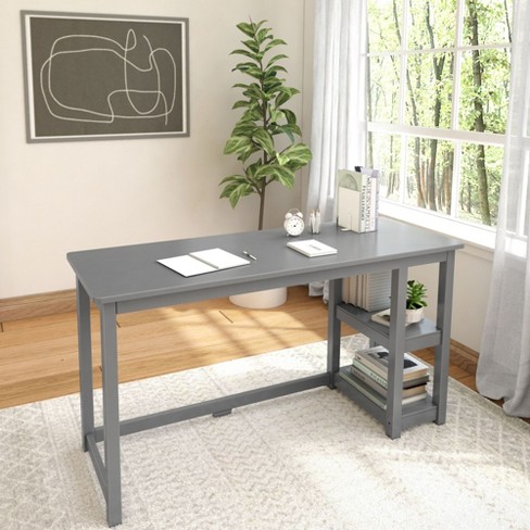 Plank+beam Computer Desk With Shelves, Simple Desk For Bedroom, Home ...