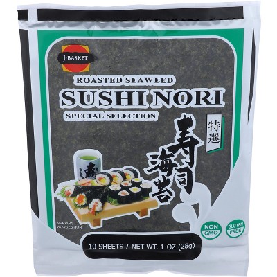 J-basket Roasted Seaweed Sushi Nori Special Selection - Case Of 12 - 10 ...