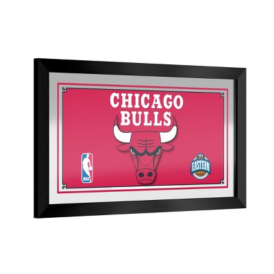 Chicago Bulls Logo Black Framed Bar Mirror By Trademark Gameroom : Target