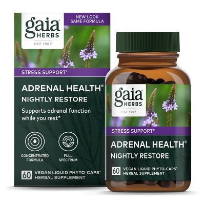 Gaia Herbs Adrenal Health Nightly Restore - Adrenal Support Herbal ...