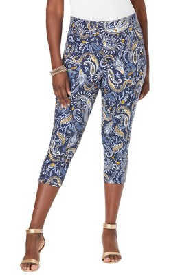 Jessica London Women’s Plus Size Comfort Waist Capris, 20 - Navy ...