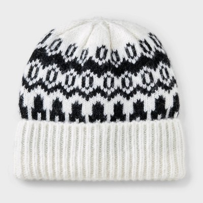 Recycled Polyester Fair Isle Beanie - Universal Thread™ Off-white : Target