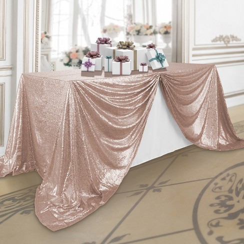 Lann's Linens 90 X 156" Rectangular Sequin Tablecloth - Rose Gold : Target