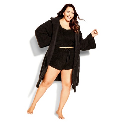 City Chic| Women's Plus Size Snuggle Robe - Black - 22w : Target