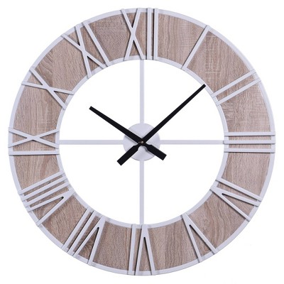Wooden And Metal Wall Clock With Wine Cork Storage Brown - Stylecraft ...
