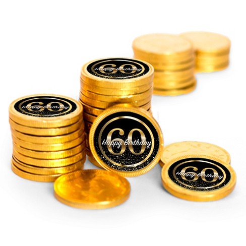 84ct 60th Birthday Candy Party Favors Chocolate Coins (84 Count) - Gold ...