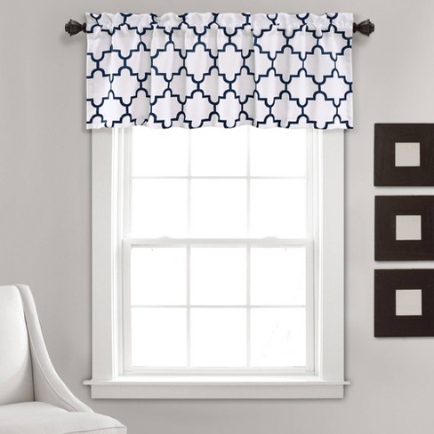 18 x52 Bellagio Light Filtering Valance Navy Lush Decor Geometric Microfiber Window Valance Rod Pocket