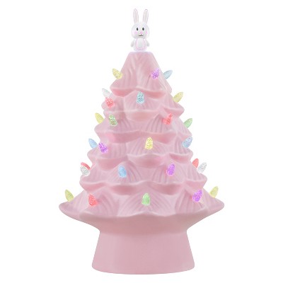 Mr. Cottontail Nostalgic 13" Ceramic LED Easter Bunny Tree, Pink : Target