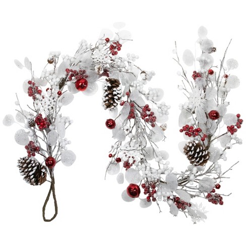 Northlight Berries And Snowflakes Artificial Christmas Garland - 6' X 8 ...