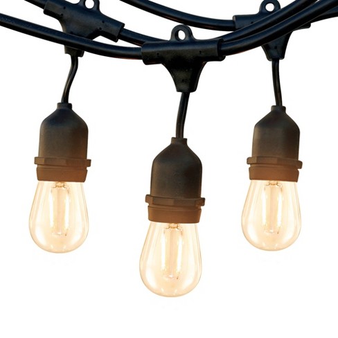 Brightech 15 bulb Led Ambience Pro Hanging 2w 48ft 2500k S14 Indoor Outdoor Plug in String Lights Clear Bulb Black Wire Target