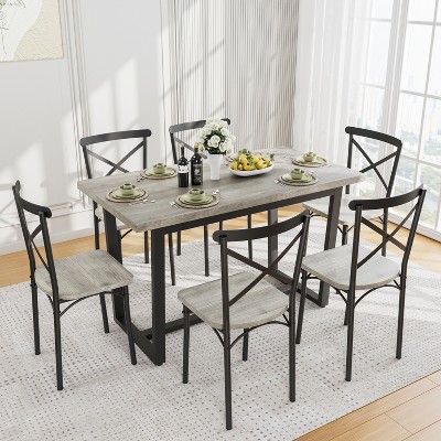 Xiyuyeu Dining Table Set For 6 Table And Chair With 6 Chairs Perfect ...
