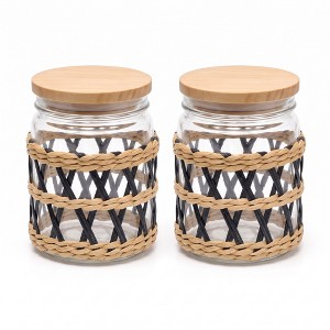 Just Cook Round Glass Canister 2-Piece Set, 650 ml (22 oz), Black : Target