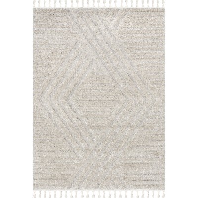 Nuloom Akia Lattice High/low Tassel Aea Rug 5x7, Beige : Target
