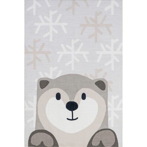 Nuloom Indigo Otter Kids Machine Washable Area Rug Light Gray 4' X 6 ...